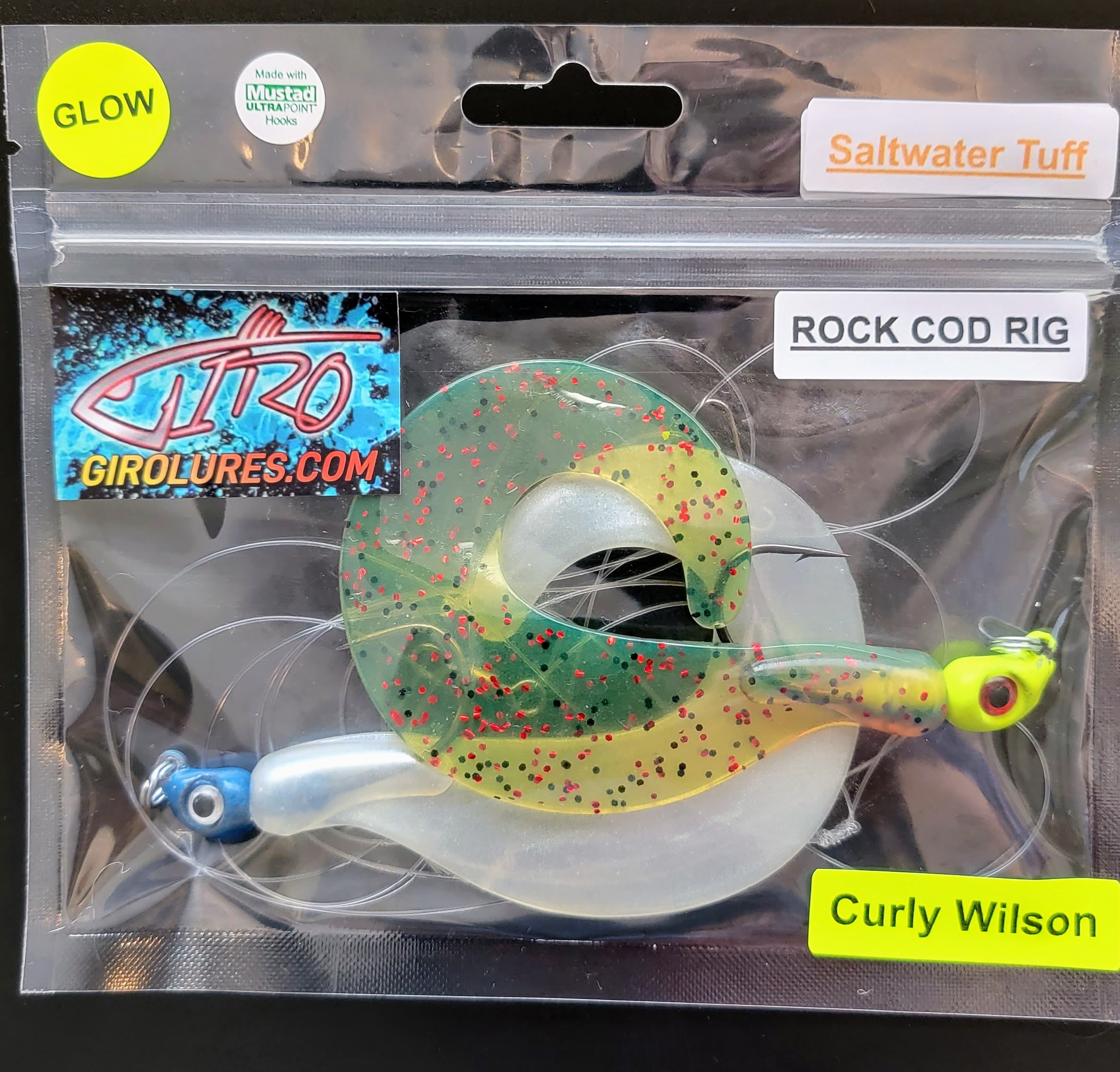 Curly Wilson "MEGA GLOW" Pearl Squid & Motor Oil – Giro Custom Lures