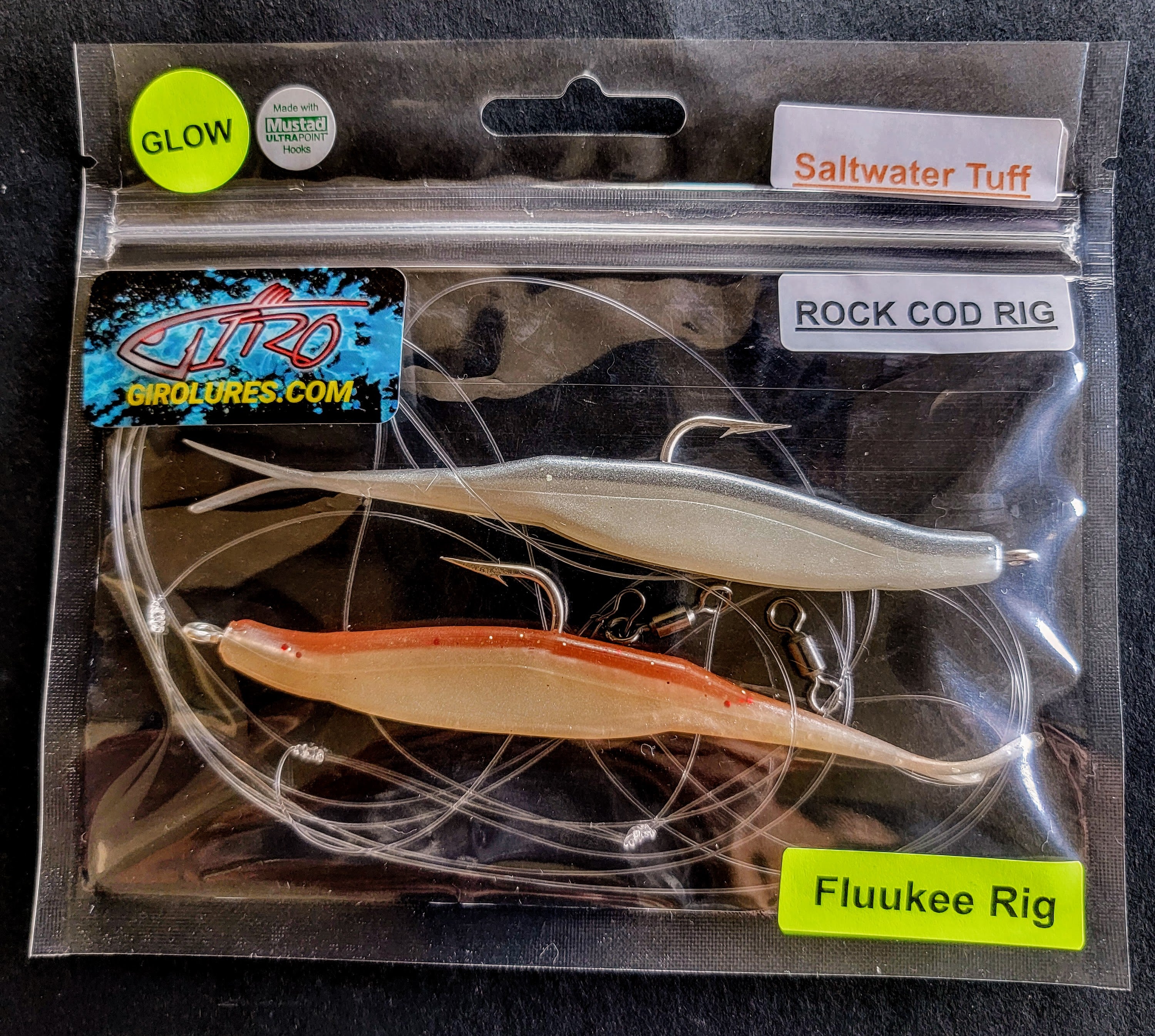 Fluukee Mega Glow Rock Cod Rig Squiddly & Ole Smokey – Giro Custom Lures