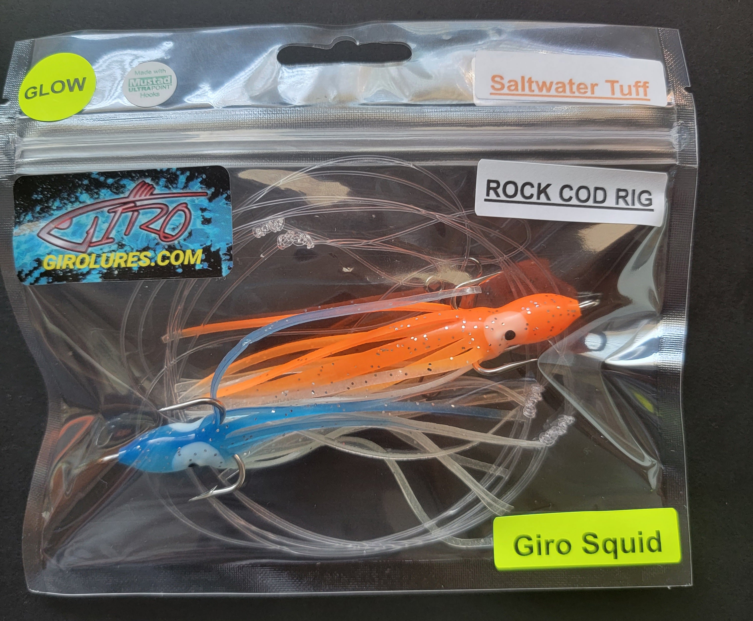 Squid Rig "NUCLEAR GLOW" Orange & Blue – Giro Custom Lures