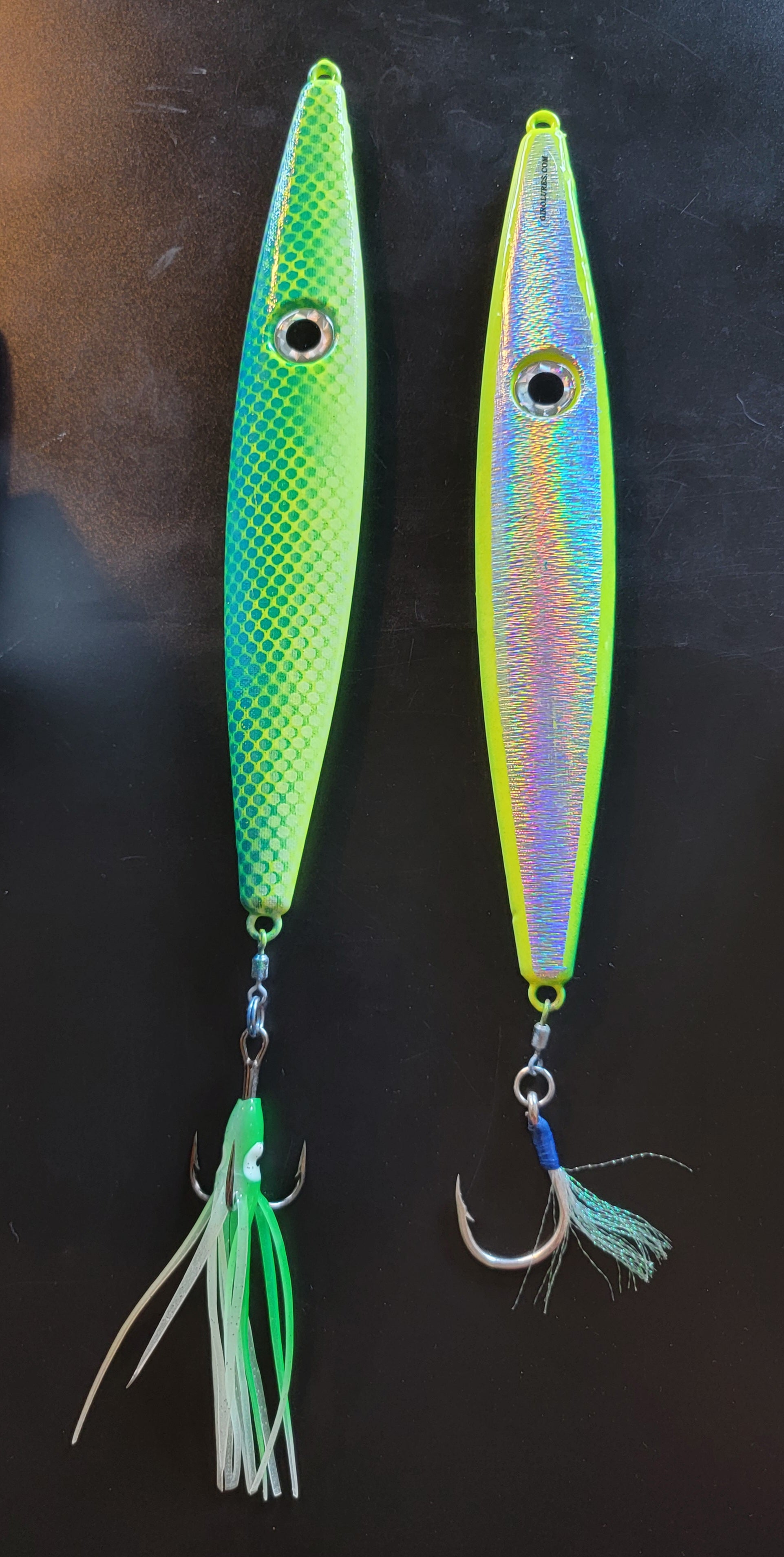 Foil & Glow Big Eye Slab Blue and White – Giro Custom Lures