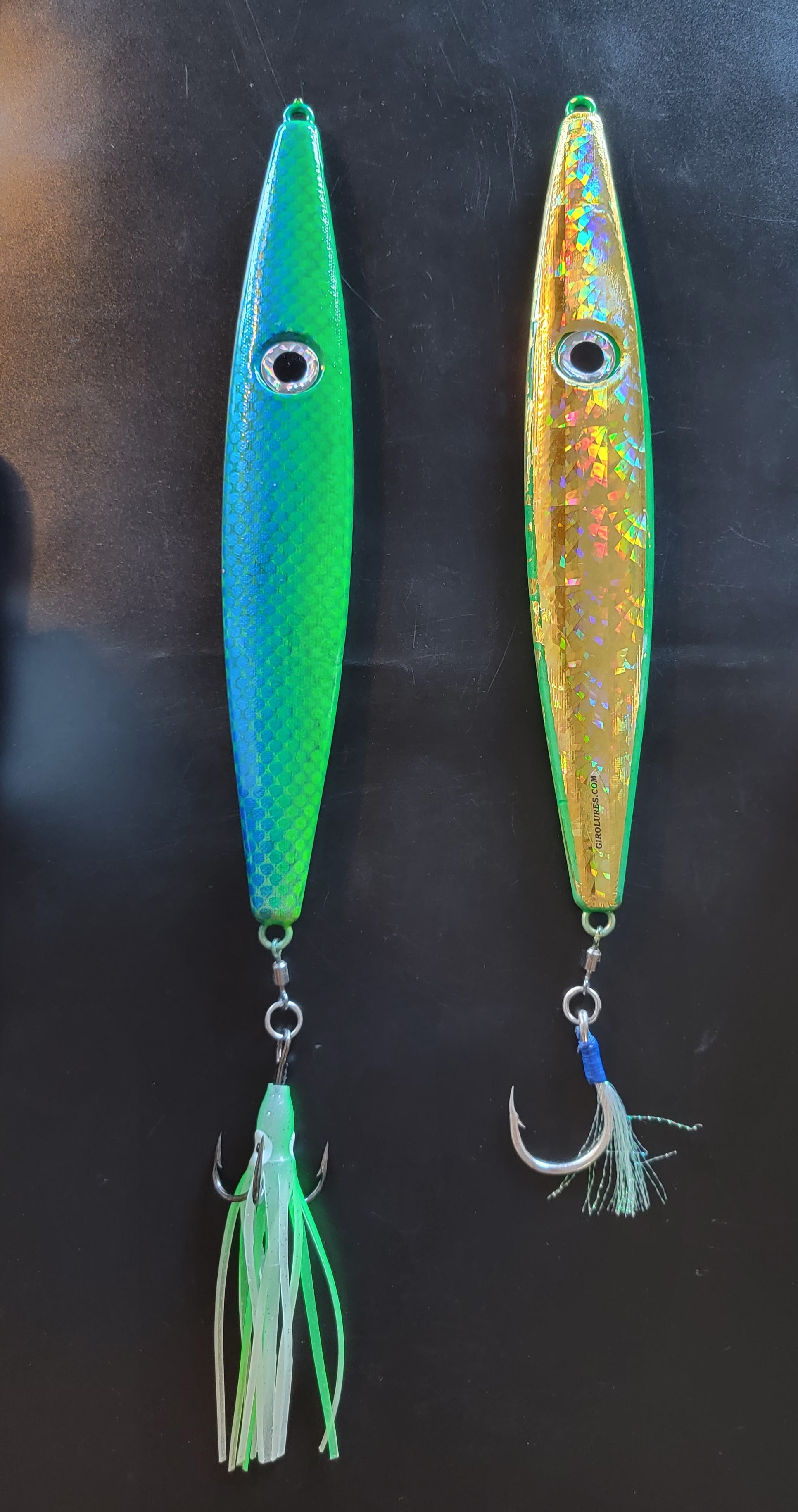 Foil & Glow Big Eye Slab Green Goblin – Giro Custom Lures