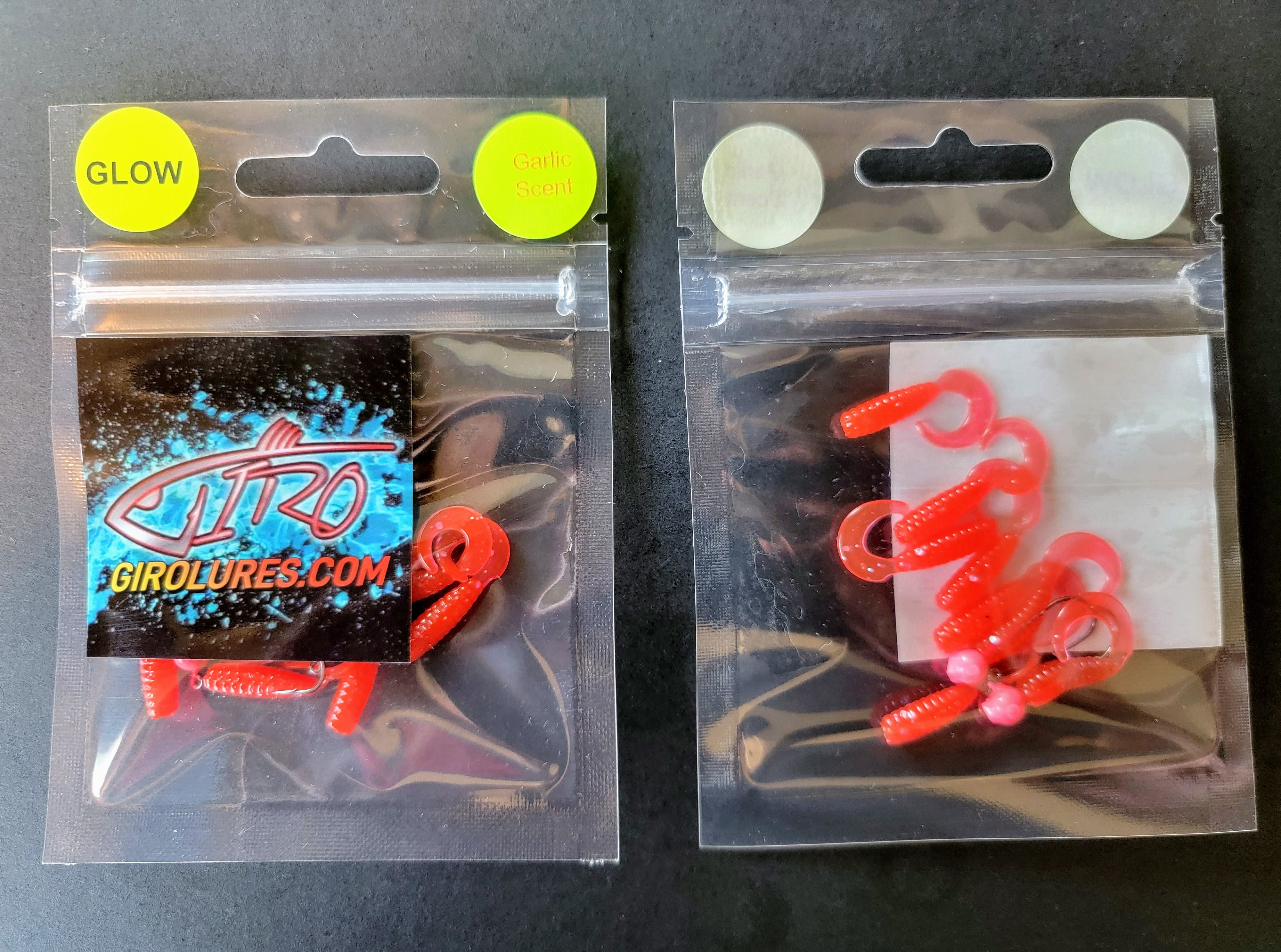 JU"s Garlic Flavor 1" GLOW Grub Red Crab/Glow Pink Head – Giro Custom Lures